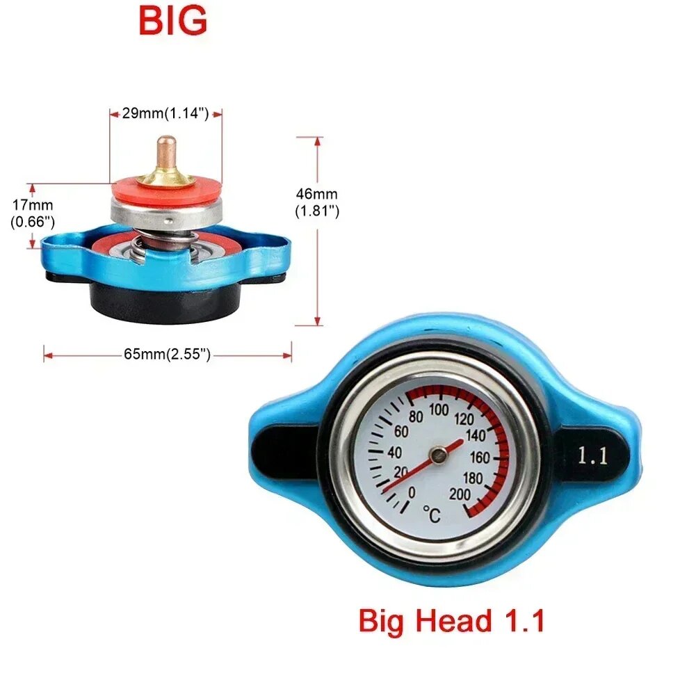 Новый автомобильный Стайлинг мотоцикла, термозаглушка радиатора, крышка бака, датчик температуры воды с безопасной способностью 0,9 бар/1,1 бар/1,3 бар Big Head 1.1