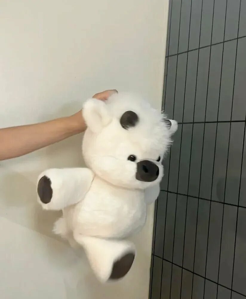 Мягкая игрушка бегущий теленок, Белый 45cm