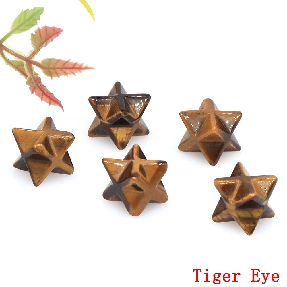 Меркаба звезда 13 мм натуральный кварцевый камень Коричневый, 5pcs, Tiger Eye