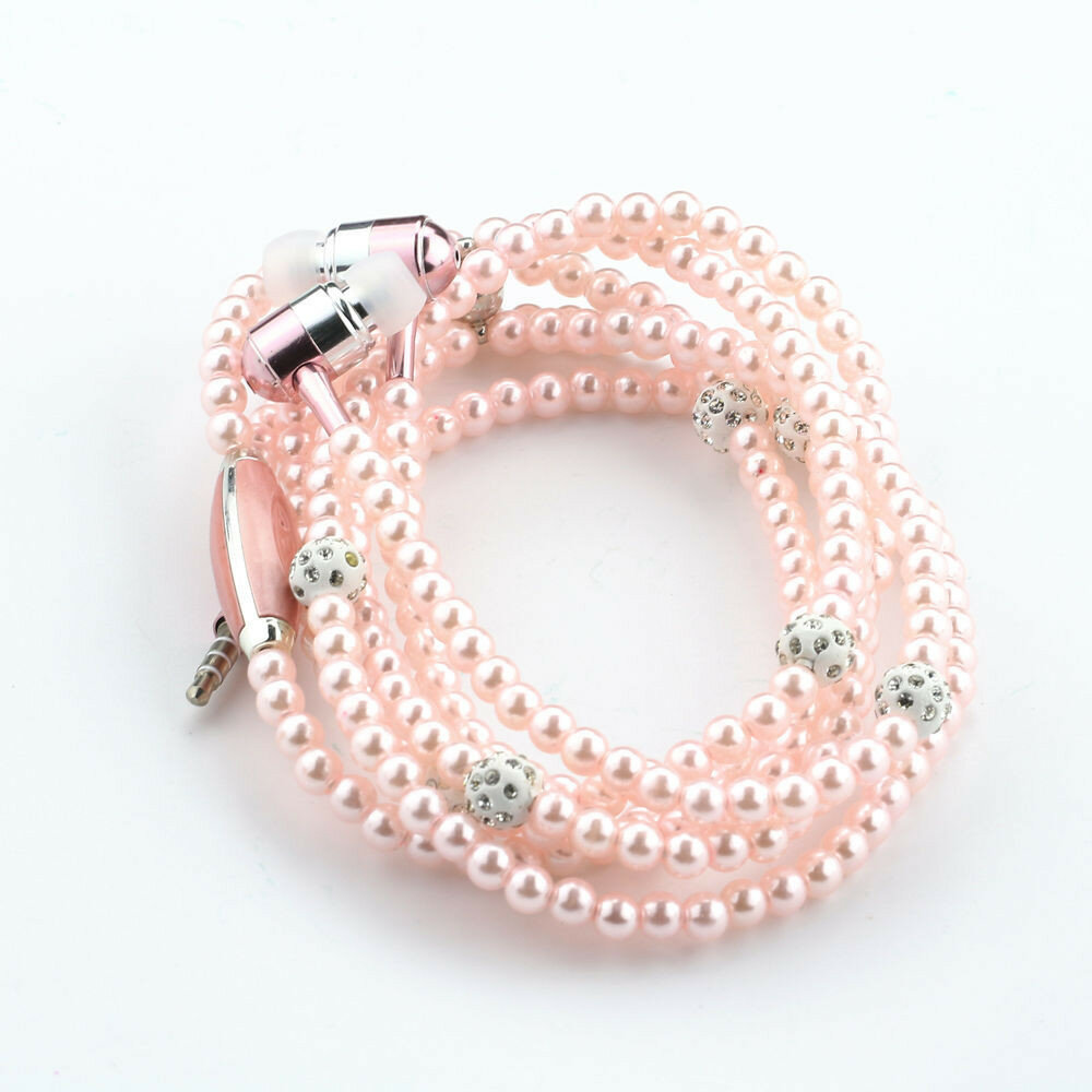 Украшение elegant jewelry жемчужные наушники с микрофоном для любителей музыки и модниц, розовый