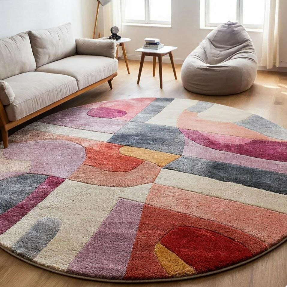 Ковер натуральный хлопковый ручной работы дизайнерский круглый тонкая нитка очень нежный и теплый размер 60 на 60