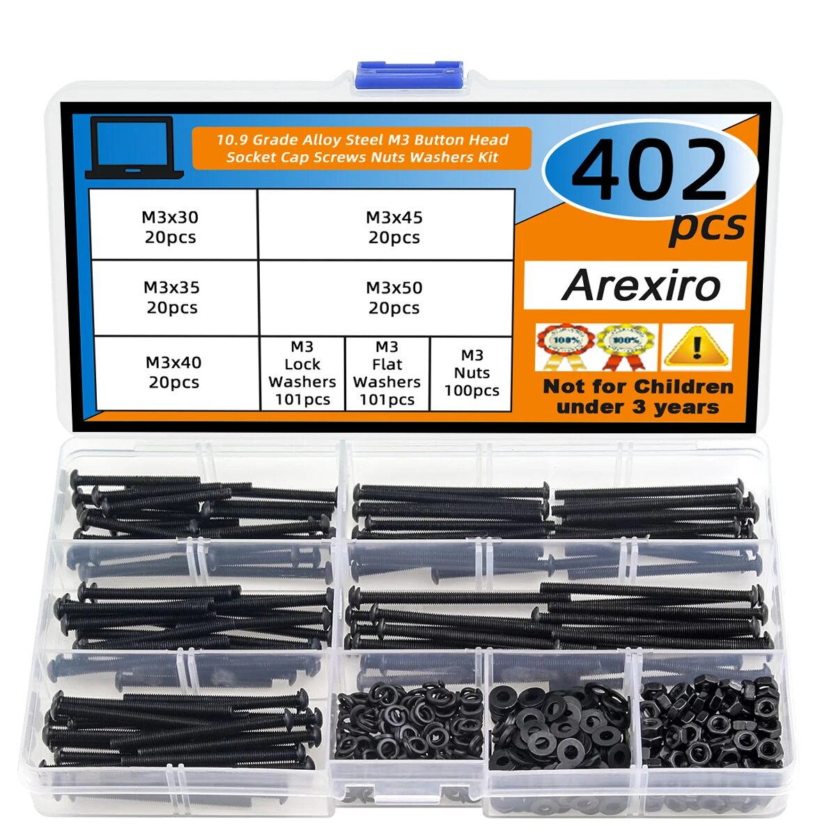 Набор винтов M3 x 30/35/40/45/50mm из стали