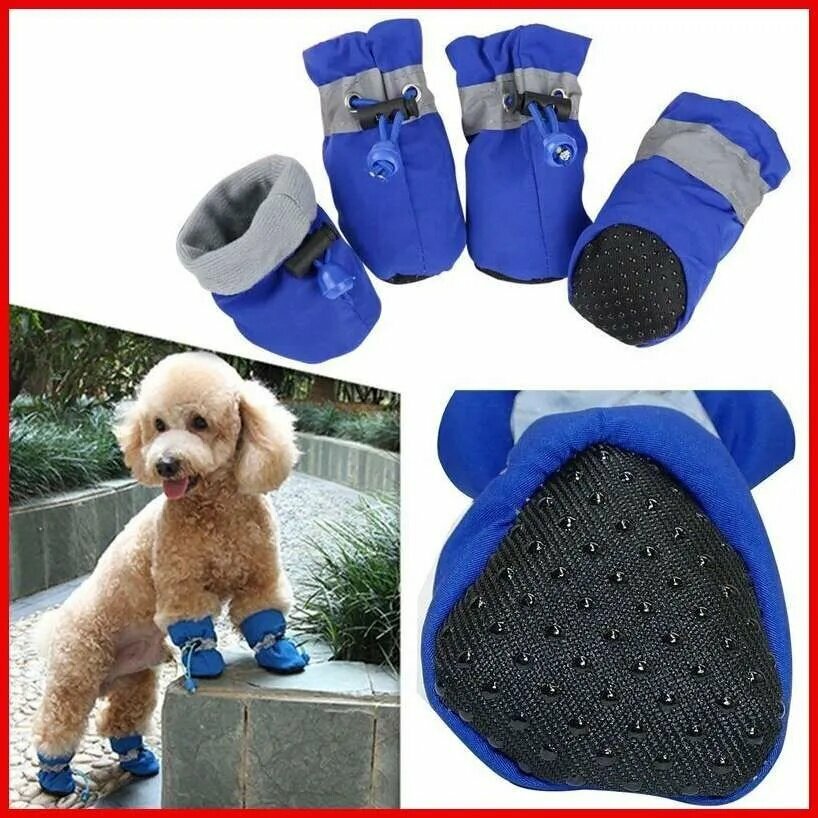 Обувь для собак, для кошек, сапоги для животных, синего цвета, размер 4, ботинки для собак