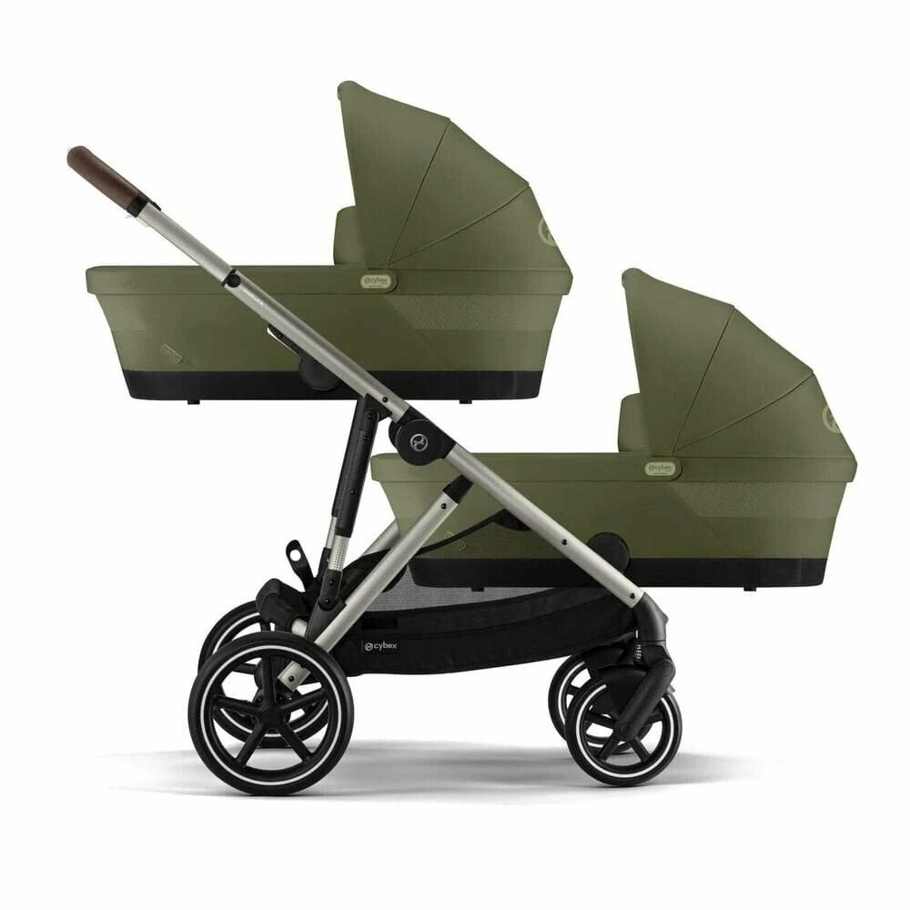 Коляска для двойни Cybex Gazelle S (прог. блок 2 шт, люльки 2 шт.) moss green