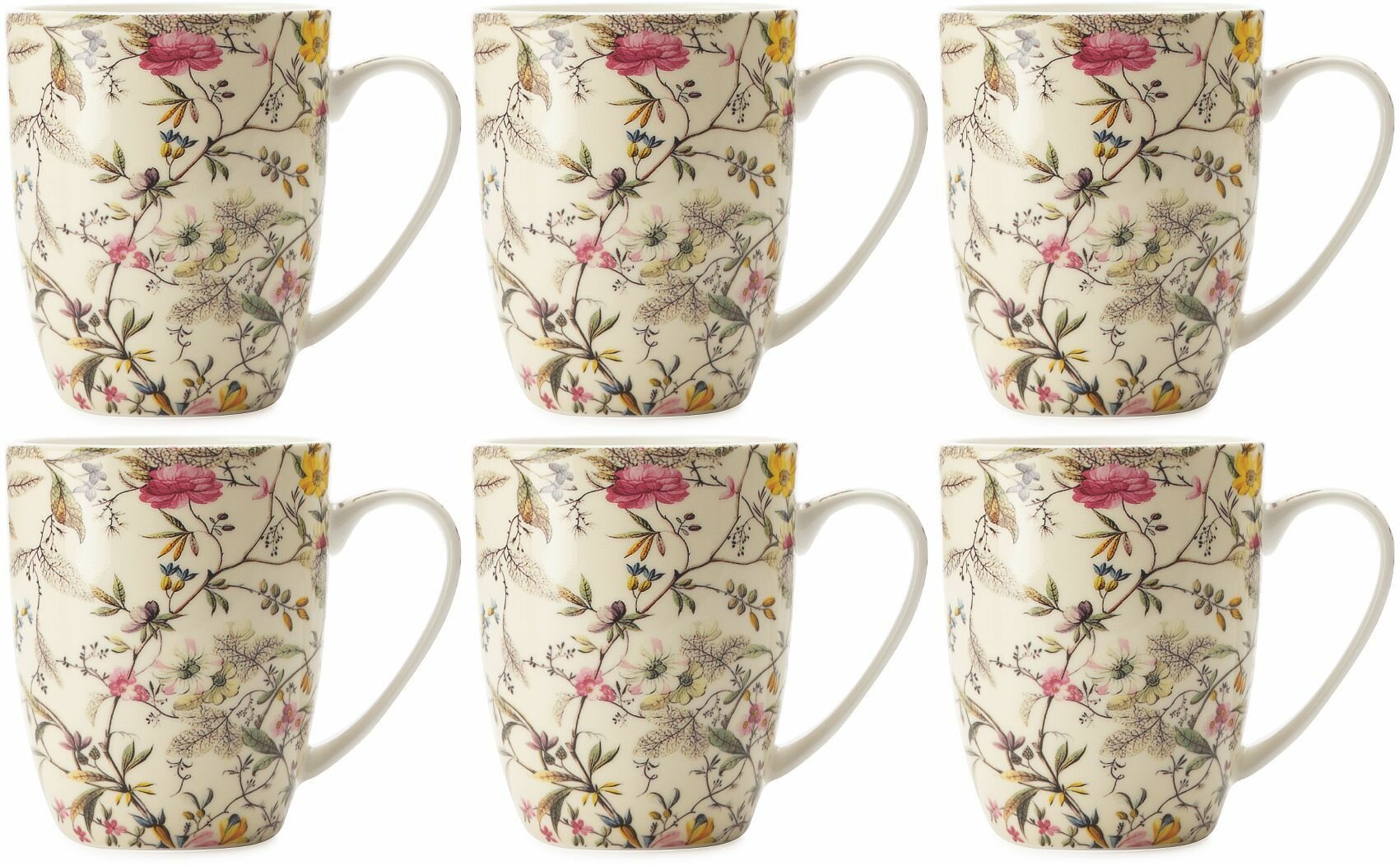 Набор из 6 кружек Maxwell & Williams Уильям Килбурн 400 мл, костяной фарфор, чашки для чая и кофе 6 шт