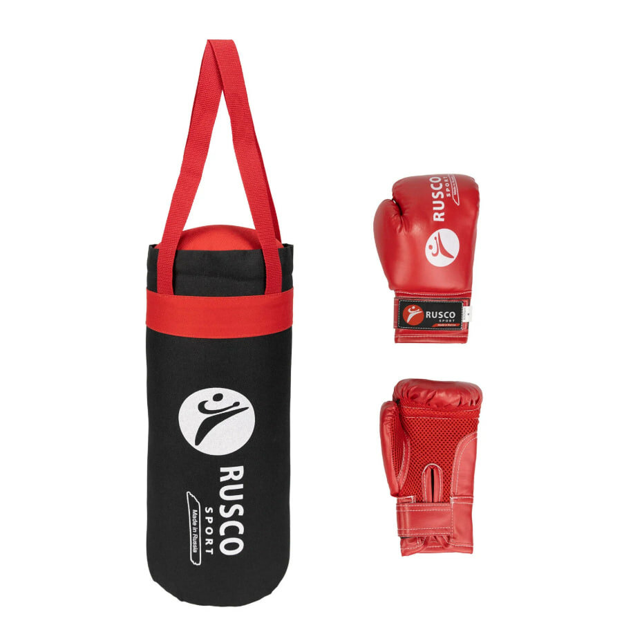 Набор боксерский для начинающих RUSCO SPORT, черно-красный (6 OZ)