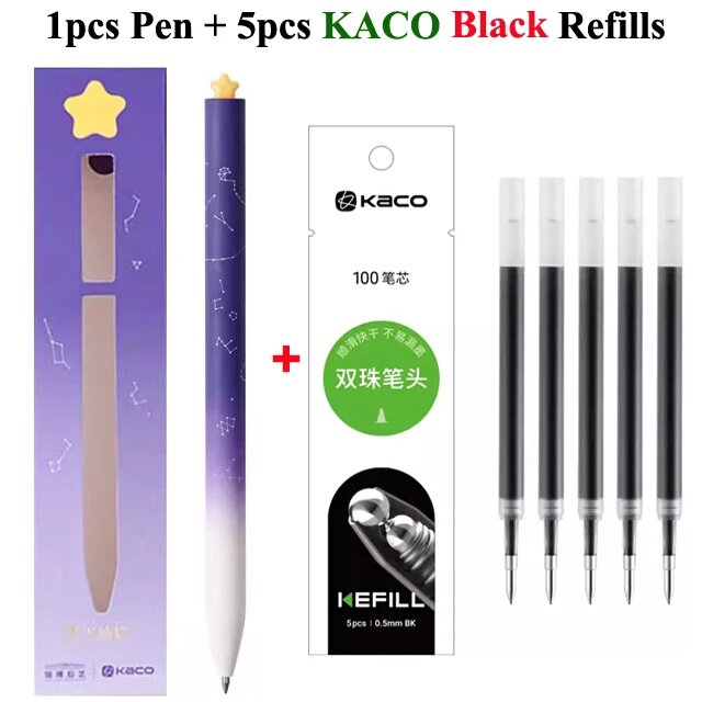 KACO Galaxy Gel Pens First Heart Star Series Rotating Signature Pen Gift Box Set 0.5mm Fine Point Smooth Writing Quick-Dry
