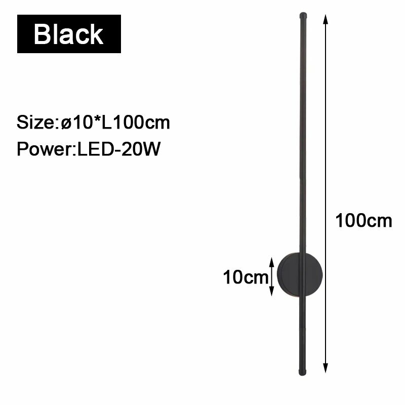 LED настенные светильники MANGDAL черный золото Warm White, Black 1000mm, With EU Plug