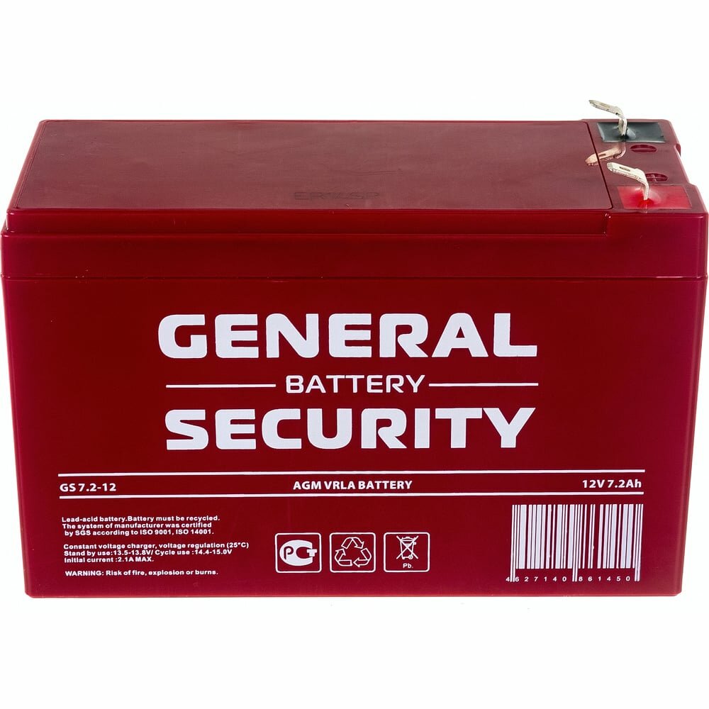 Аккумулятор для ИБП General Security GS7.2-12 12В, 7.2 Ач УТ-00001383