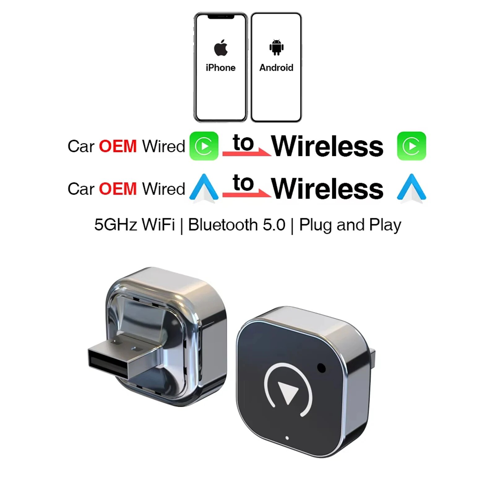 Беспроводной адаптер Carplay XUDA Android Auto Wireless Smart Dongle 2in1 для Ford F150 Explorer BRONCO Maverick Escape Edge Mustang