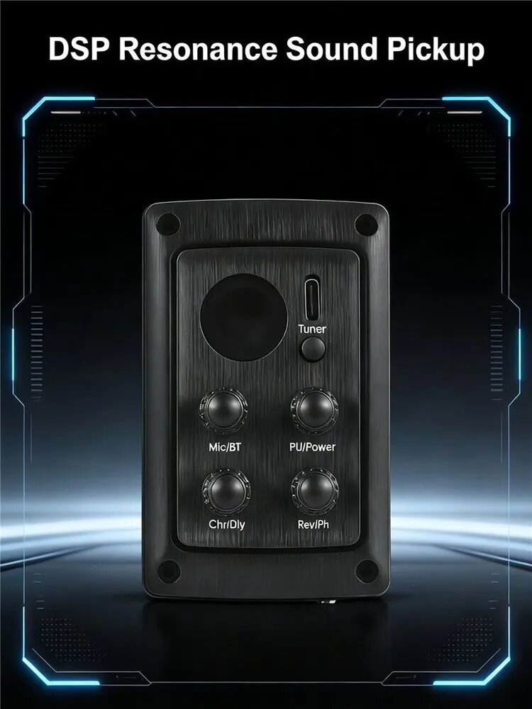 Резонансный звукосниматель DSP для гитары, тюнер, микрофон, BT, PU/Power, Chr/Dly, Rev/Ph