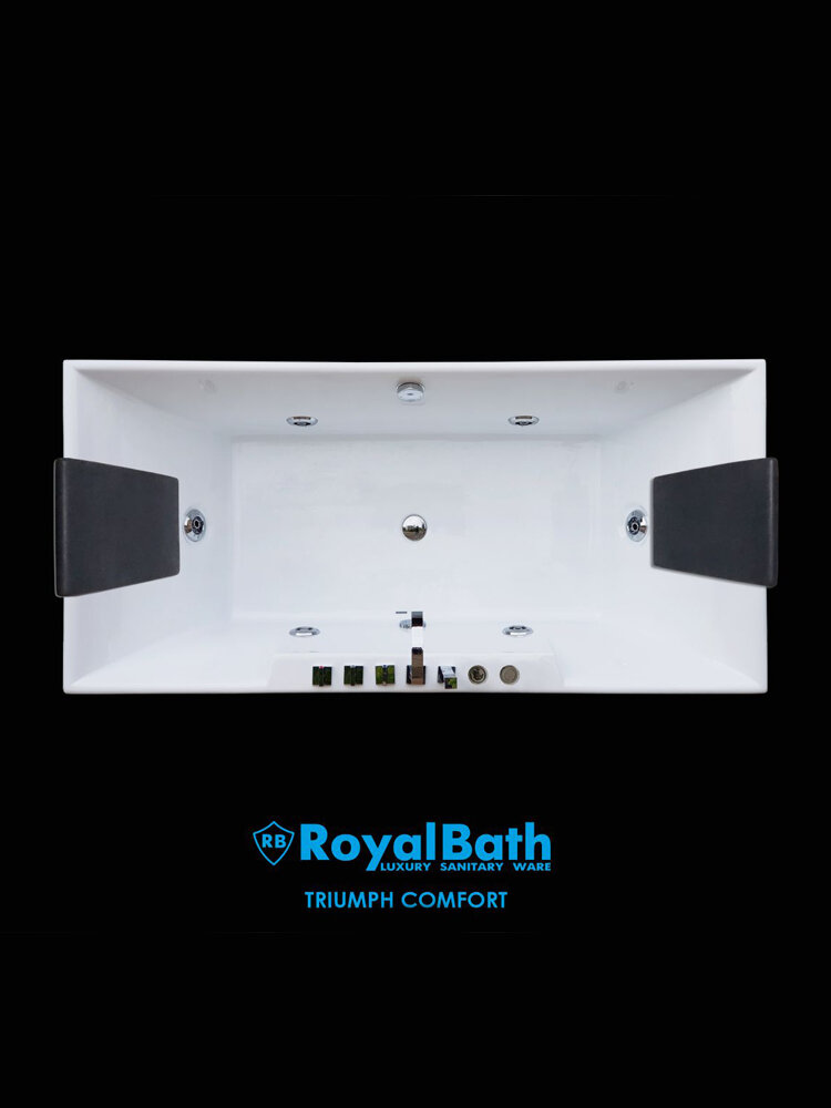 Гидромассажная ванна джакузи TRIUMPH COMFORT 185х87х65 прямоугольная двухместная слив-перелив в подарок