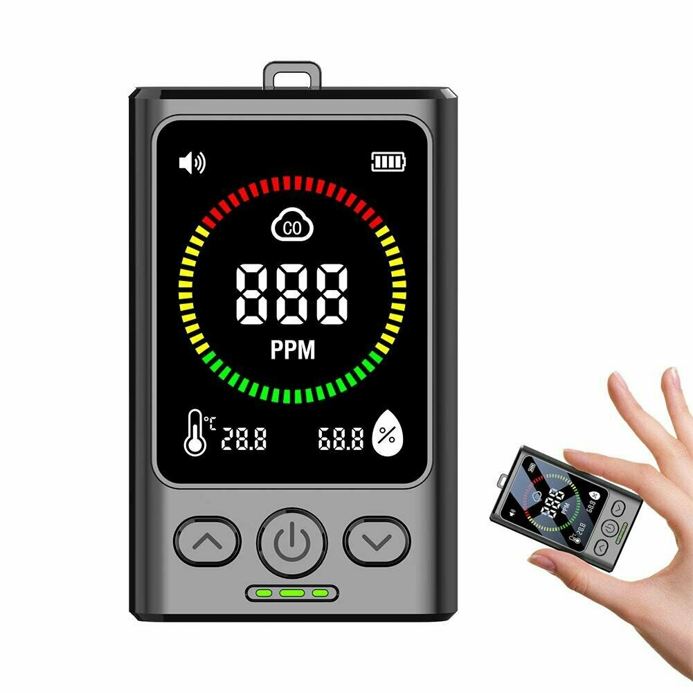 Портативный детектор угарного газа, перезаряжаемый цифровой детектор угарного газа со звуковым и визуальным оповещением для дома, гаража, офиса, путешествий и кемпинга.
