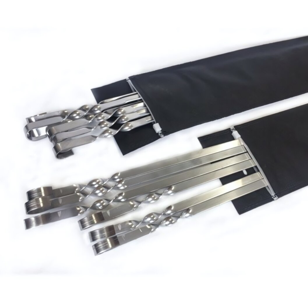 Набор шампуров 6 шт 500 мм, плоские 2 мм, металлические, в чехле, для мангала