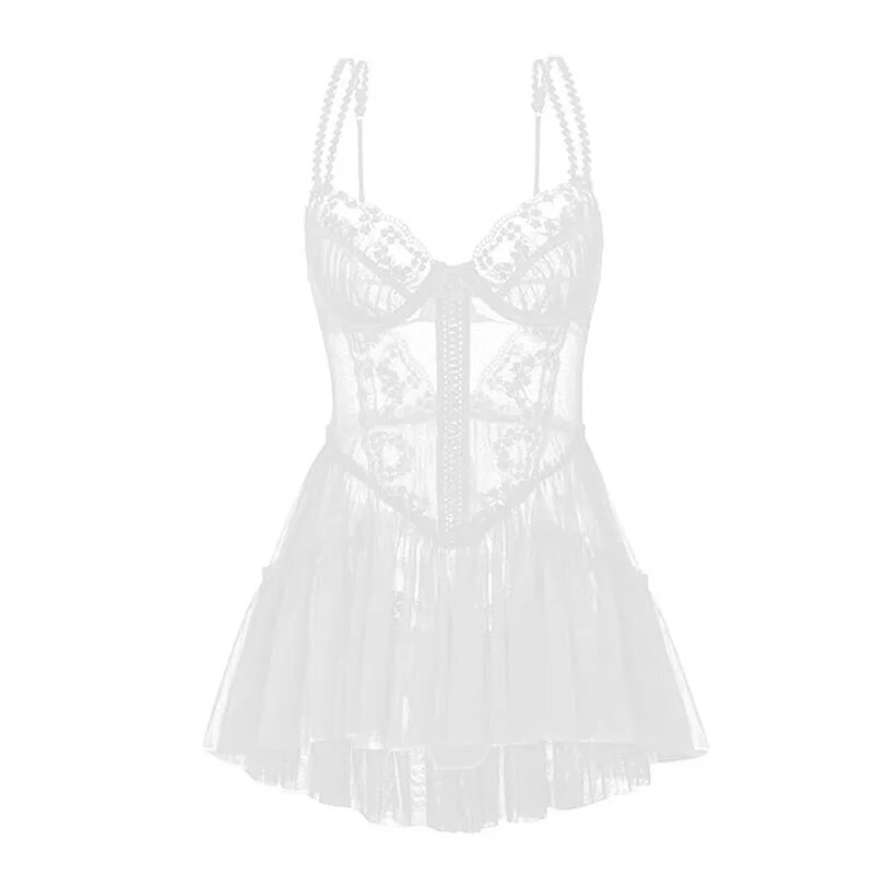 Кружевное ночное платье и трусики М, белый