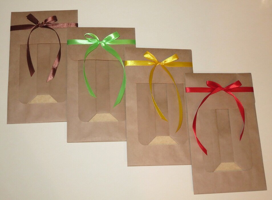 Пакет для кулича 140х170х300 крафт, 20шт. в упаковке, с лентами и наклейками в комплекте