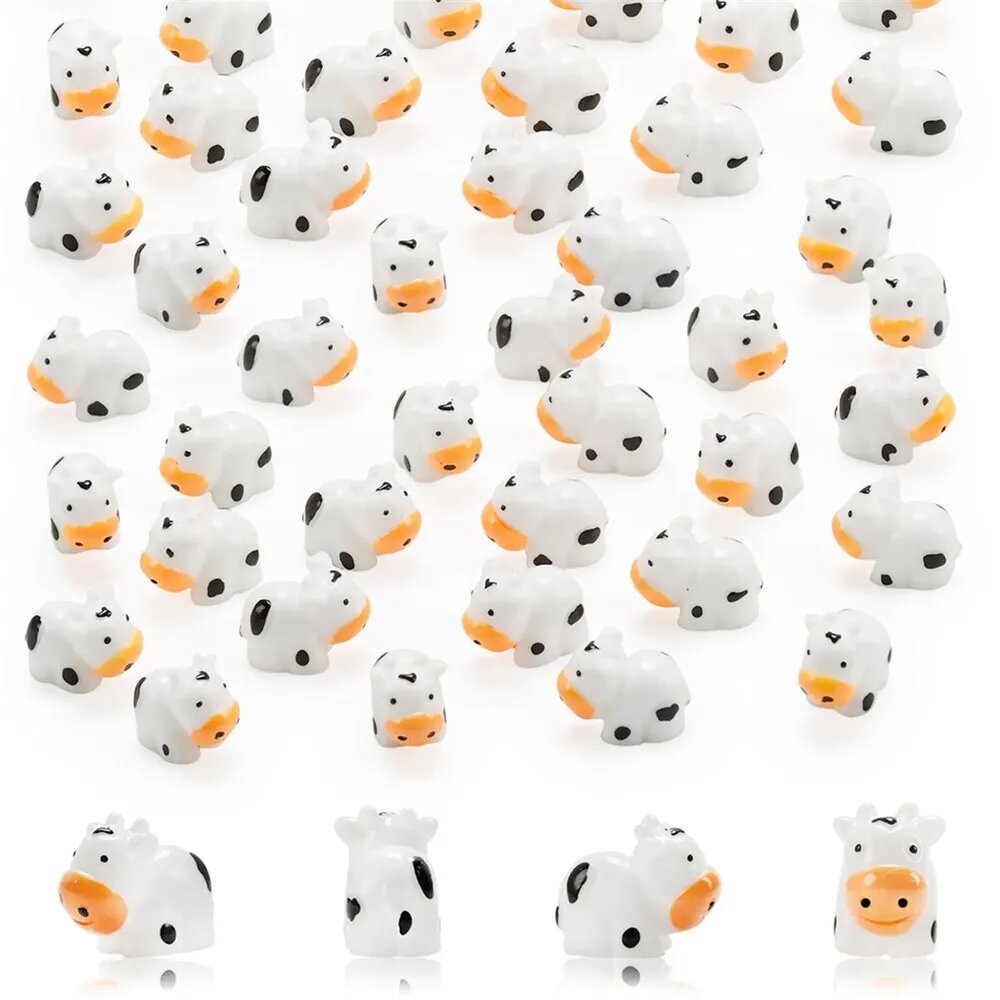 20 шт. Мини-фигурки коров из смолы, миниатюрные фигурки животных, поделки