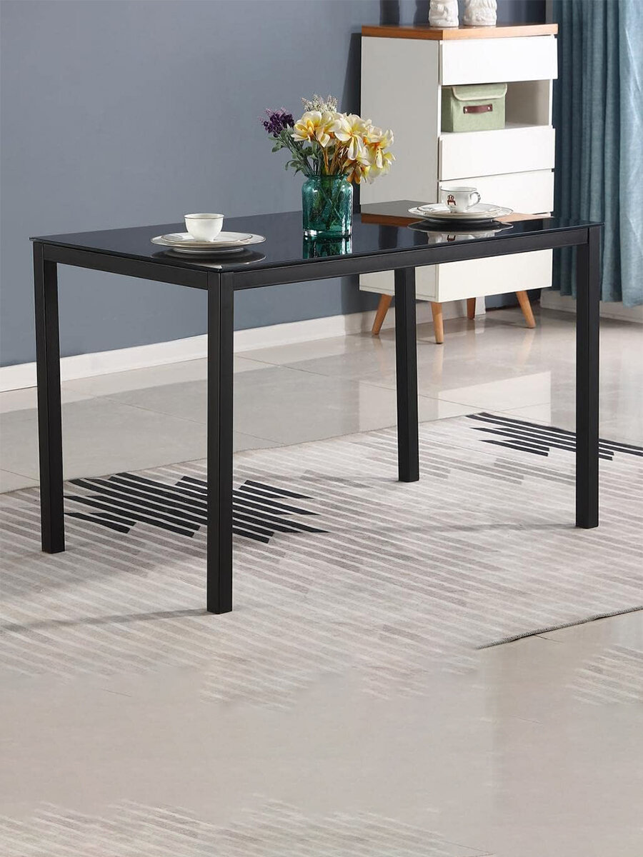 Обеденный стол YJX3001-1, закаленное стекло/металлический каркас, 120х70х75 см