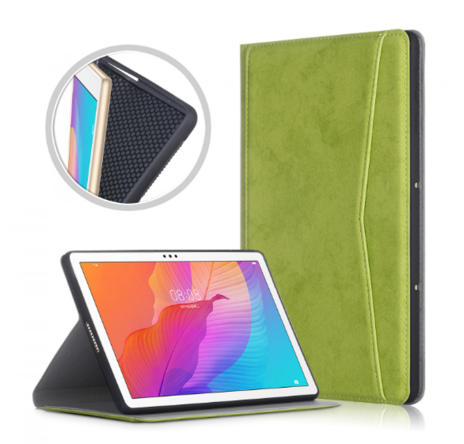 Чехол-книжка MyPads для Huawei MatePad T 10s / T 10 (2020) из импортной эко-кожи зеленый