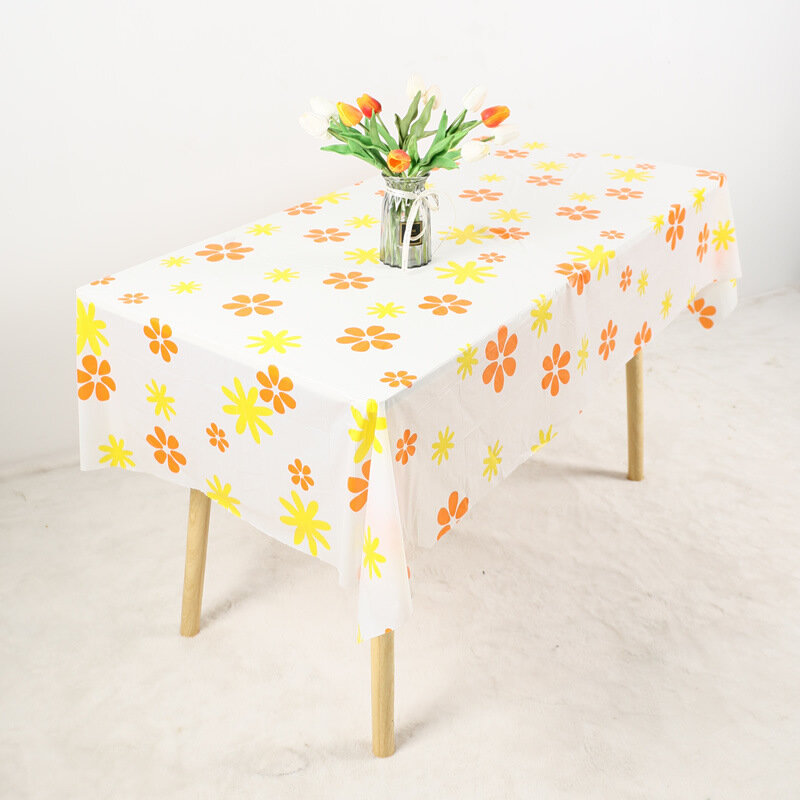 Одноразовая скатерть для детских праздников, стильный свежий принт, пластиковая водонепроницаемая скатерть для домашнего использования, квадратной формы.