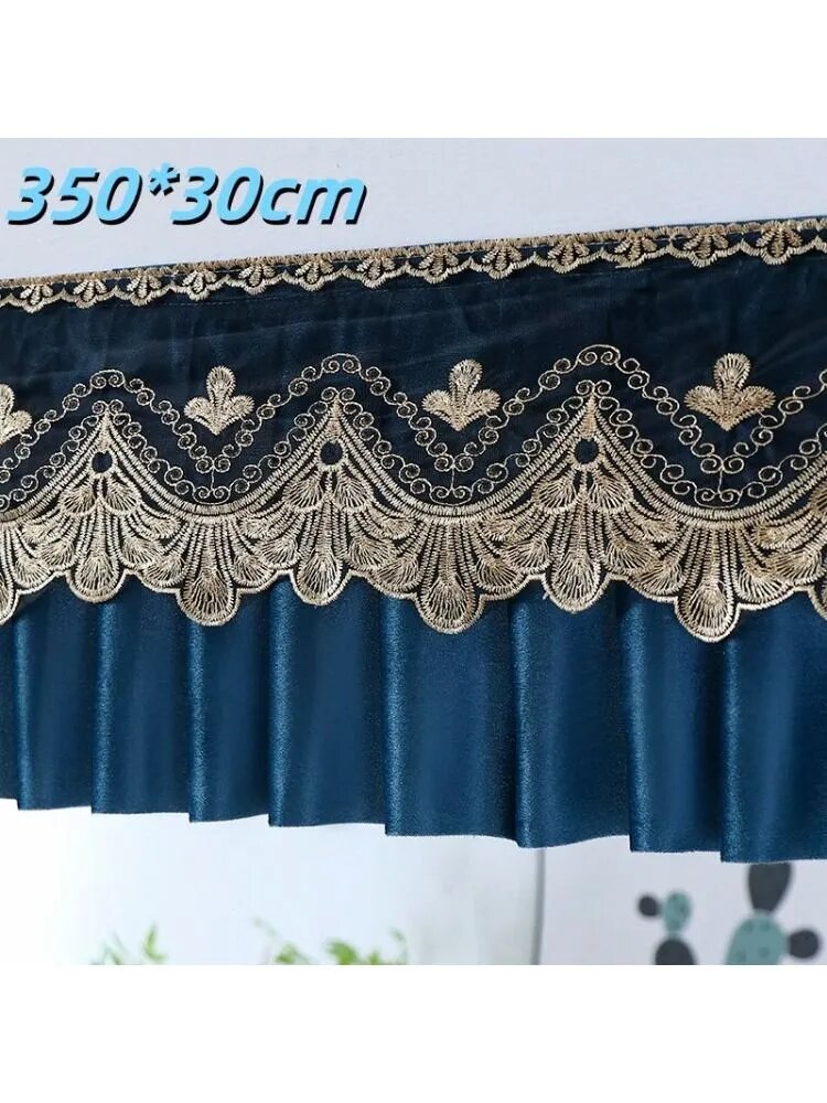 Ламбрекен для штор самоклеящийся, без сверления, короткий, тканевый с кружевом, в европейском стиле