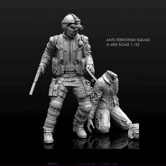 1/35 50 мм Фигурка женского солдата из смолы из серии <Анти-зомби>, белая модель (оригинал) A-480