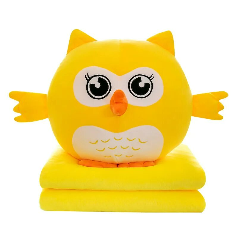 Мягкая игрушка сова, с пледом 3 в1, плюш и текстиль, высота 20см, для детей от 1,5 лет