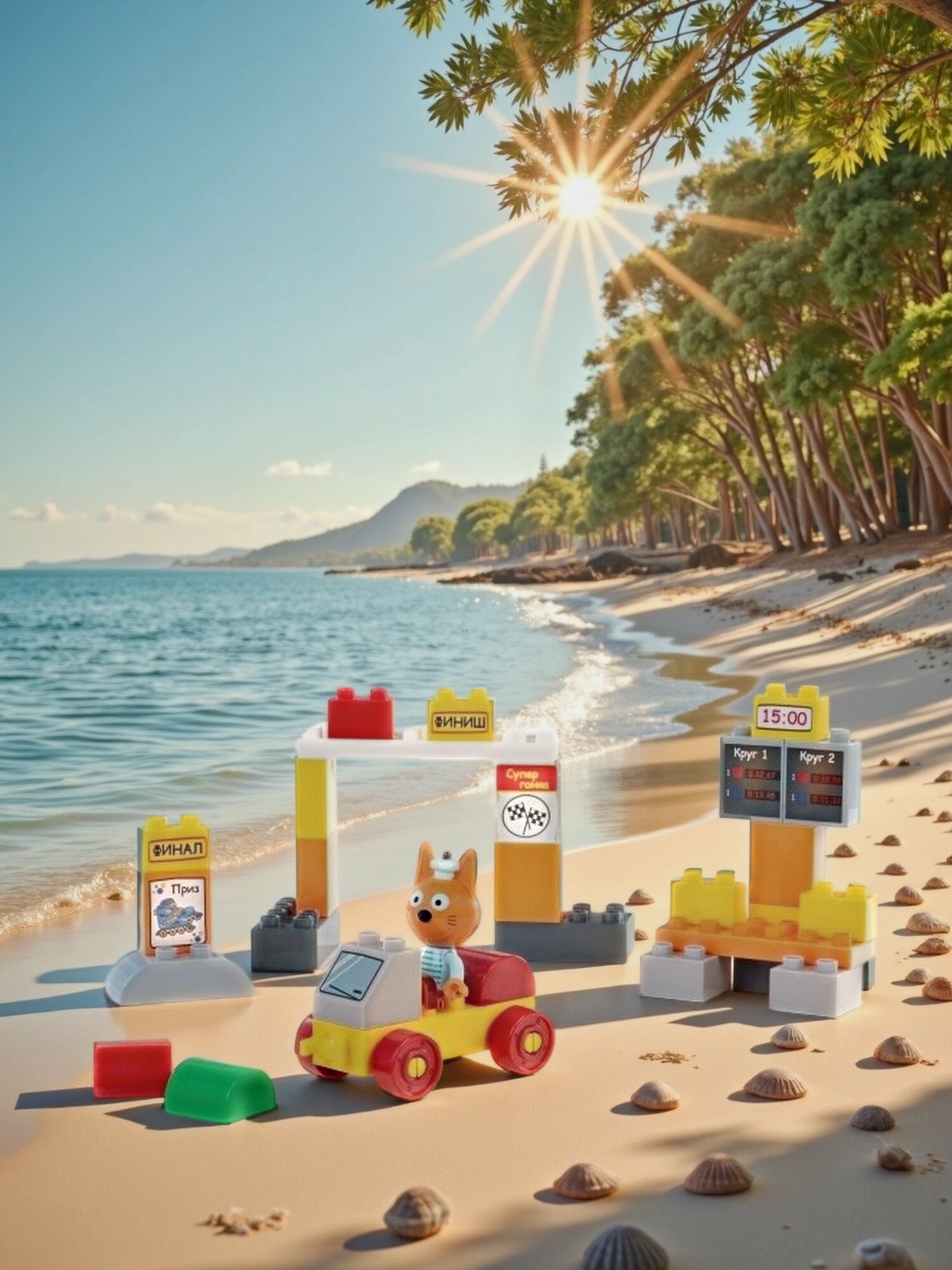 Конструктор Полесье "Макси" - "Три кота. Коржик на автогонках", 33 эл.