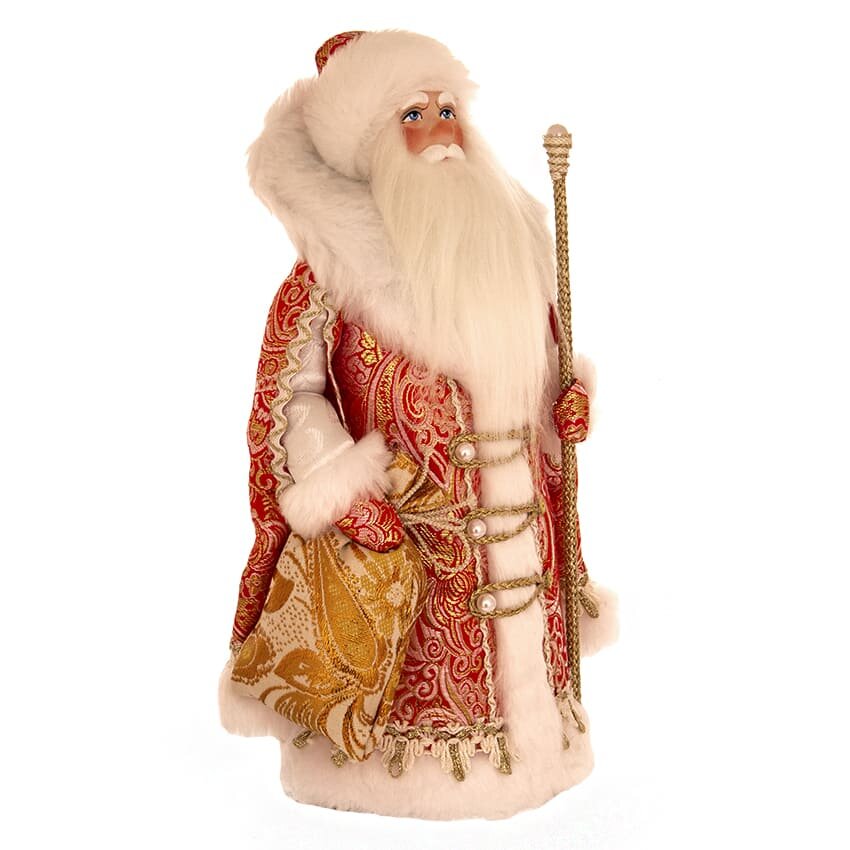 Игрушка кукла ручная работа Русский Дед Мороз текстильный 32 см