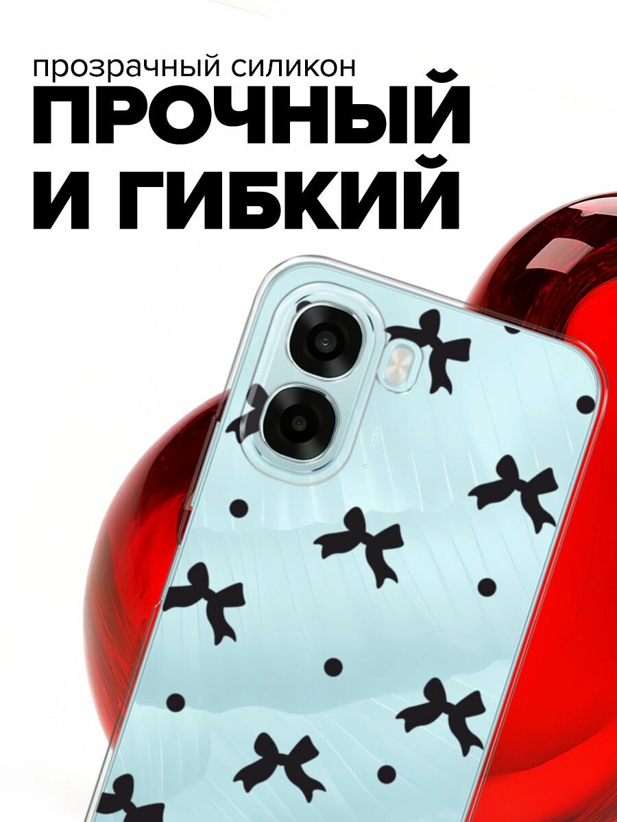 Чехол на Oppo A6x / Оппо A6x с принтом Черные бантики с горошком — фото 1