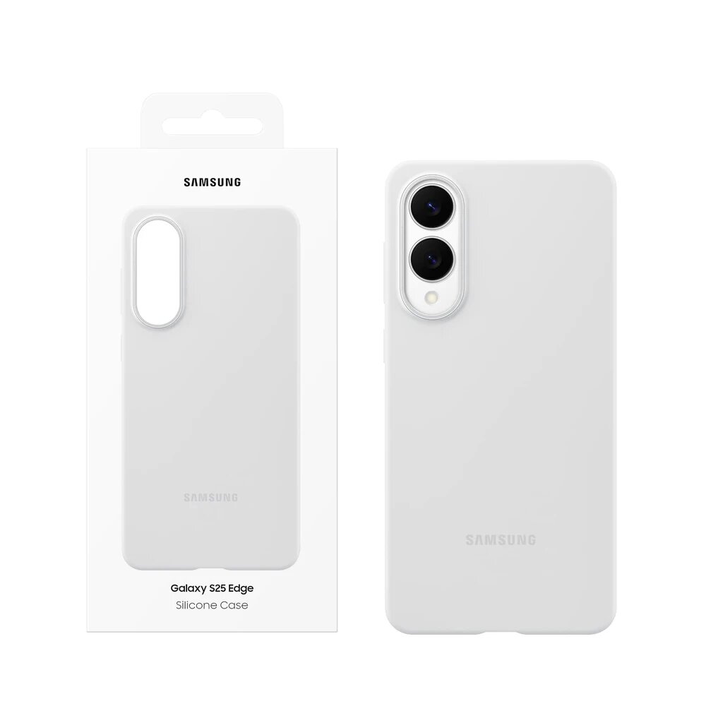 Силиконовый чехол Samsung Galaxy S25 Edge Белый/Light Grey