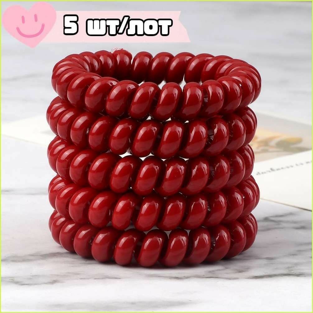 Спиральные резинки для волос, телефонный провод, 16 цветов, диаметр 5 см, суперэластичные густых и длинных пластиковые, прочные, без изломов, модные аксессуары укладки (набор из шт