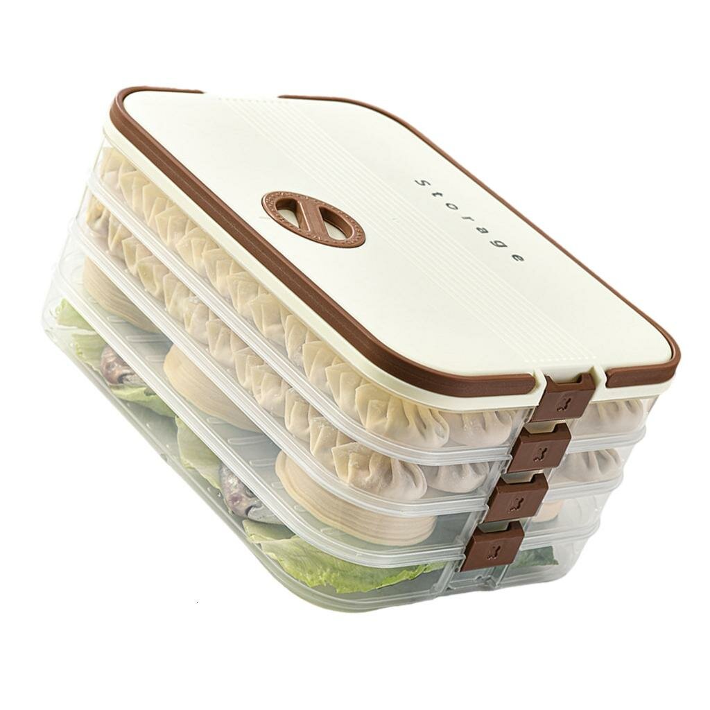 Многоярусный контейнер для заморозки пельменей, Кремово-белый четырехслойный