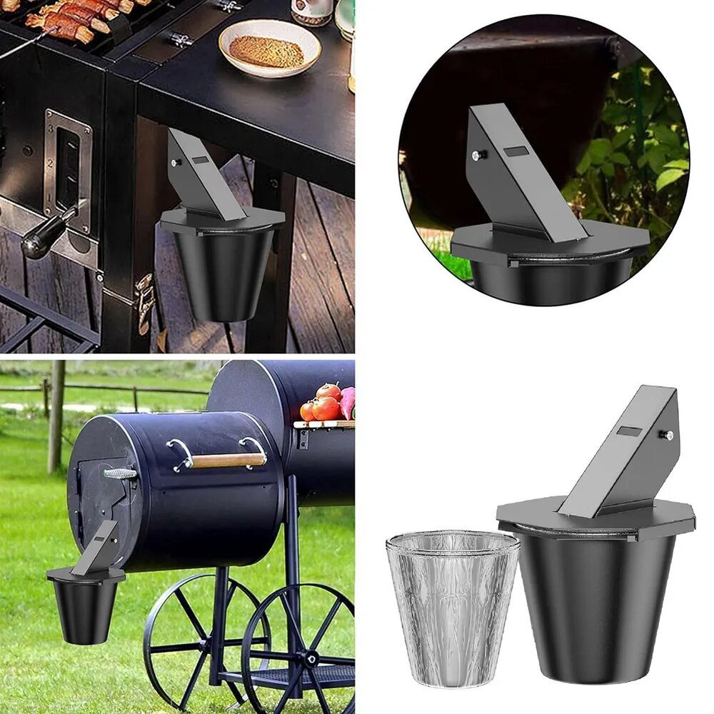 Жироуловитель с крышкой для гриля черный 230x130x130 мм из сплава