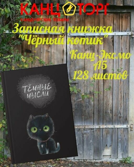 Записная книжка А5 128л. "Чёрный котик" Канц-Эксмо ЕТИФ5128603