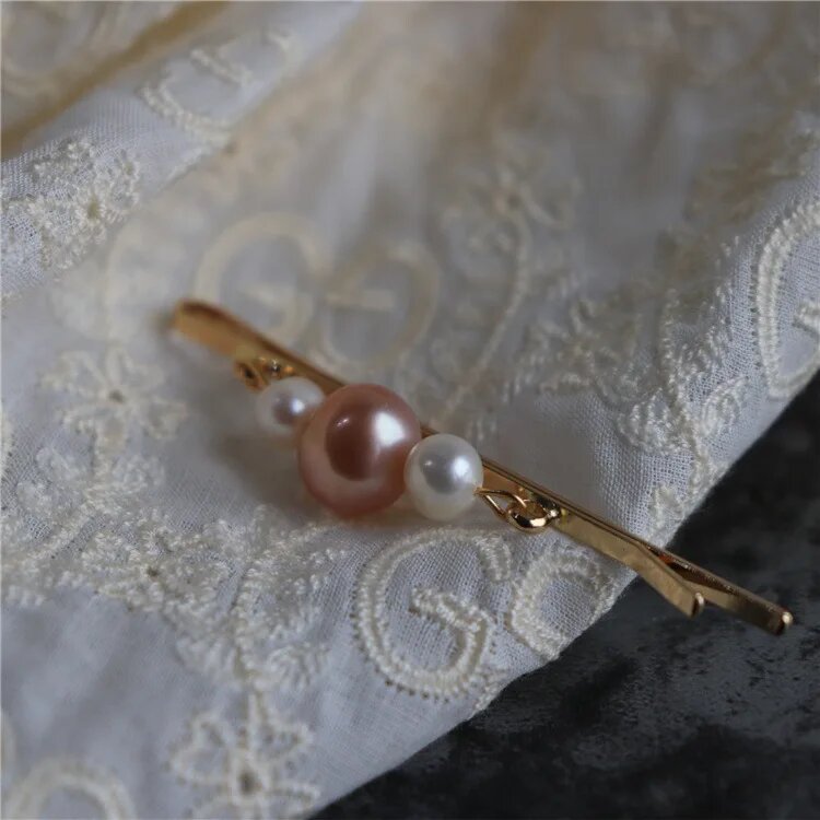 Корейская заколка для волос с жемчугом Pink Purple