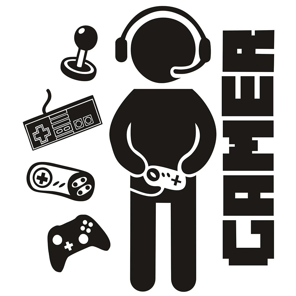 AM-Gamer наклейка на стену черная