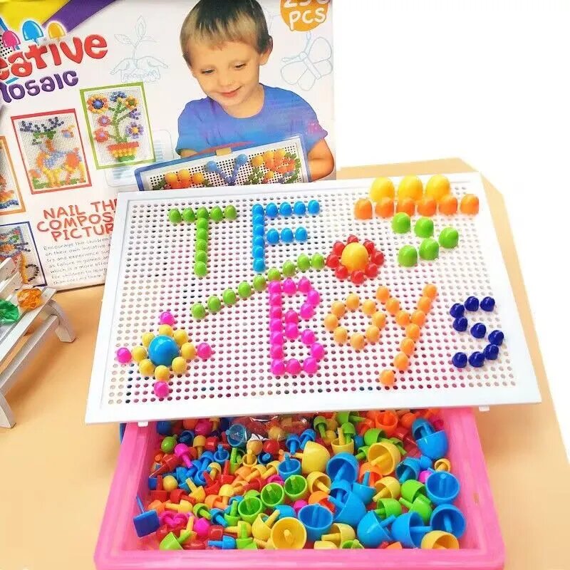 Развивающие игрушки от 2 лет. Мозаика детская грибочки ( 2 поля, 6 цветов, 296 эл) Мозайкин для малышей 2 года Десятое королевство