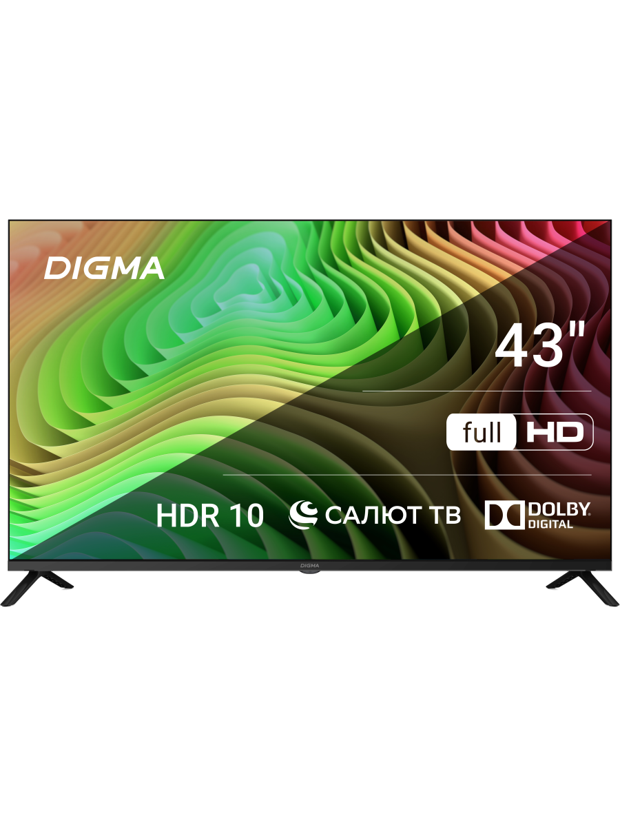 Телевизор Digma DM-LED43SBB36 43" LED, FULL HD, черный, смарт ТВ, Салют ТВ