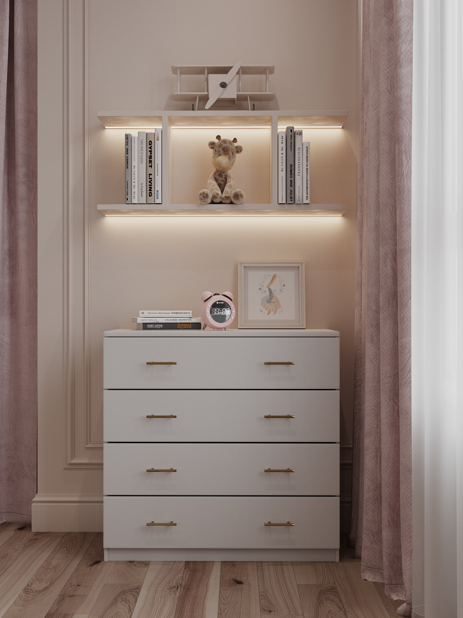 Комод Орландо белый с ящиками для одежды и хранения вещей, современный стиль