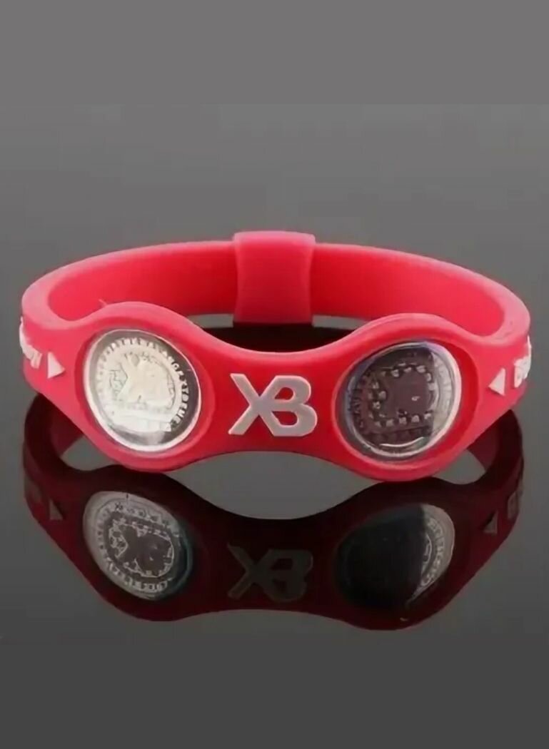 Энергетический браслет Power-Xtreme с турмалином, Красный с Белой надписью, размер XS (длина) 16 см.