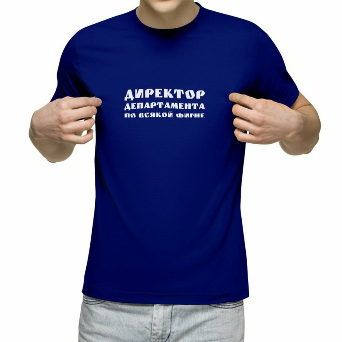Мужская футболка «Директор департамента по всякой фигне» (синий, 2XL)