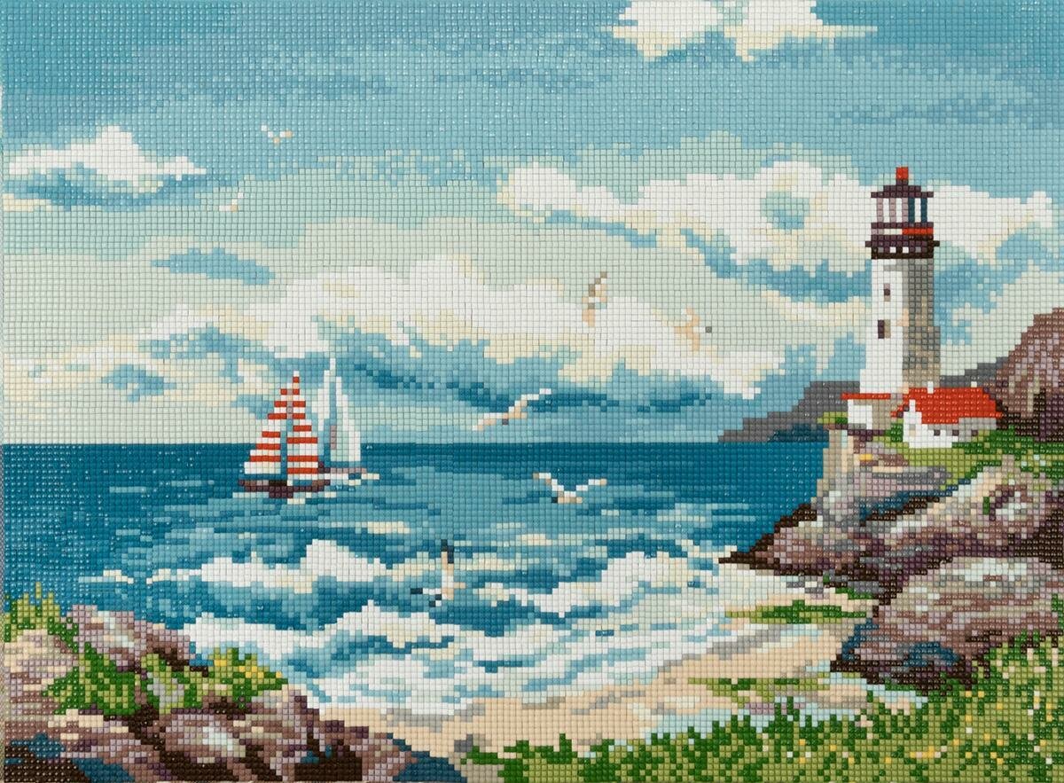 Кристальная (алмазная) мозаика фрея ALPD-012 на подрамнике "Мечтая о море"