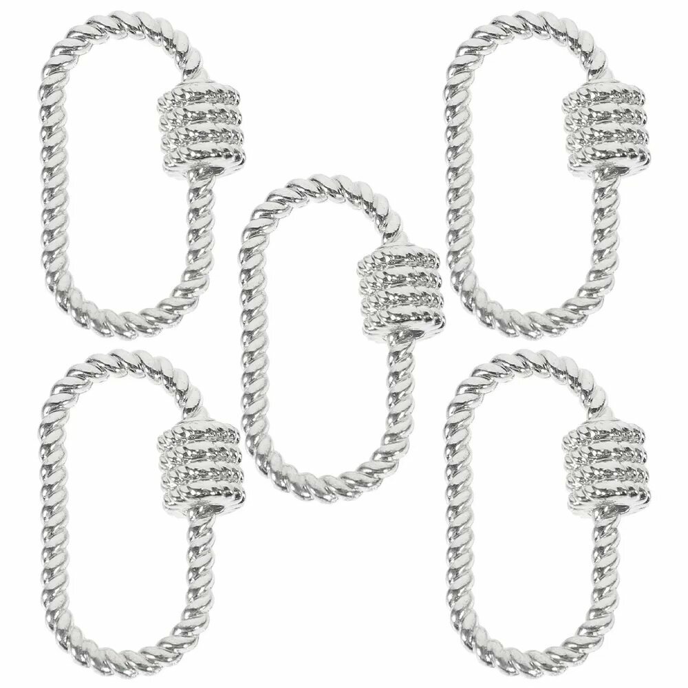 Серебряные Ювелирные Шармы, Подвески-Застежки, Овальные Карабины, 5 Комплектов