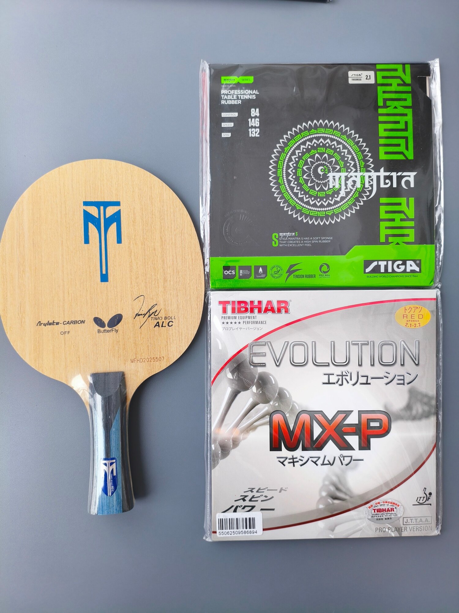 Атакующая сборка! Butterfly Timo Boll ALC + Stiga mantra S + tibhar MX-P