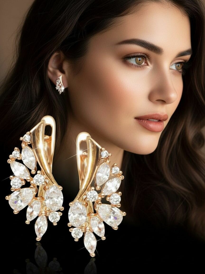 Серьги, фианит