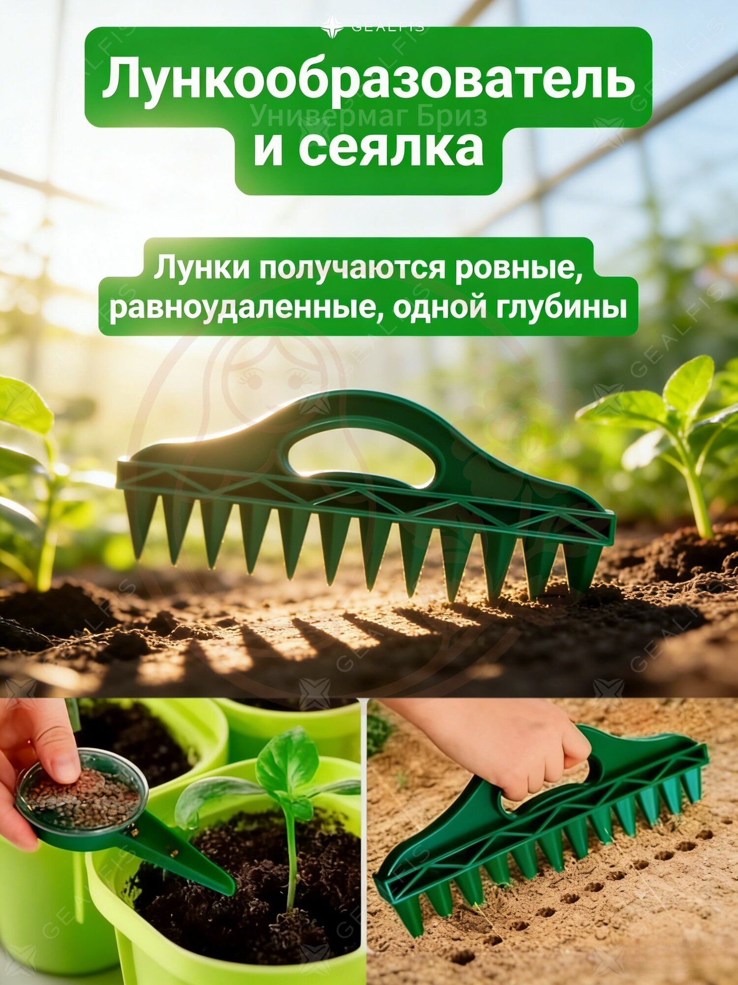 Подарок дачнику дырокол для посадки, Легкая сажалка с удобной ручкой, Инвентарь для пожилых садоводов