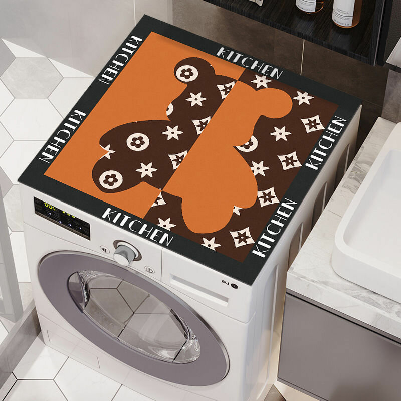 Роскошный кожаный коврик для прикроватной тумбочки, моющийся противоскользящий коврик для холодильника, пылезащитный чехол для стиральной машины с фронтальной загрузкой, доступен для доставки.