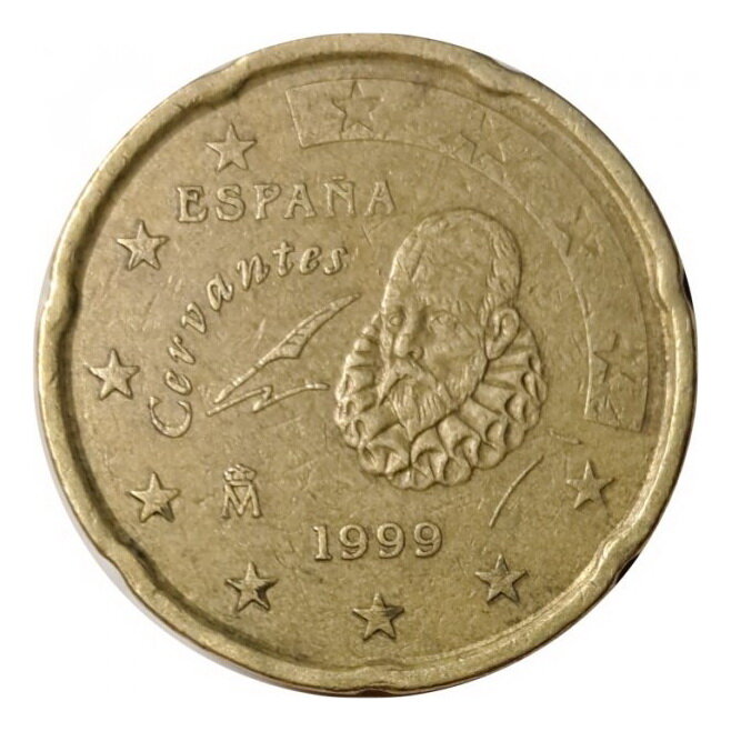 Монета 20 евроцентов Испания 1999 г (Сервантес)