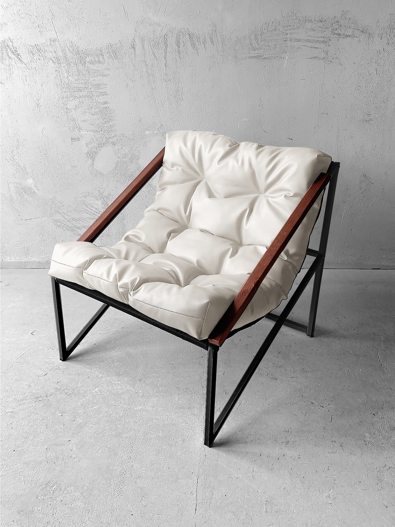 Кресло в стиле лофт Лофтовик Слэш ++ белый экокожа